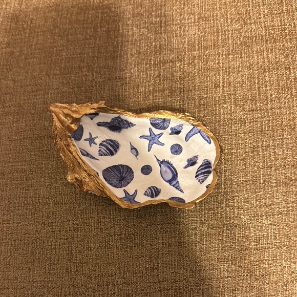 Accents | Nautical Blue And Brown Seashell Accent Piece Ring Dish ...